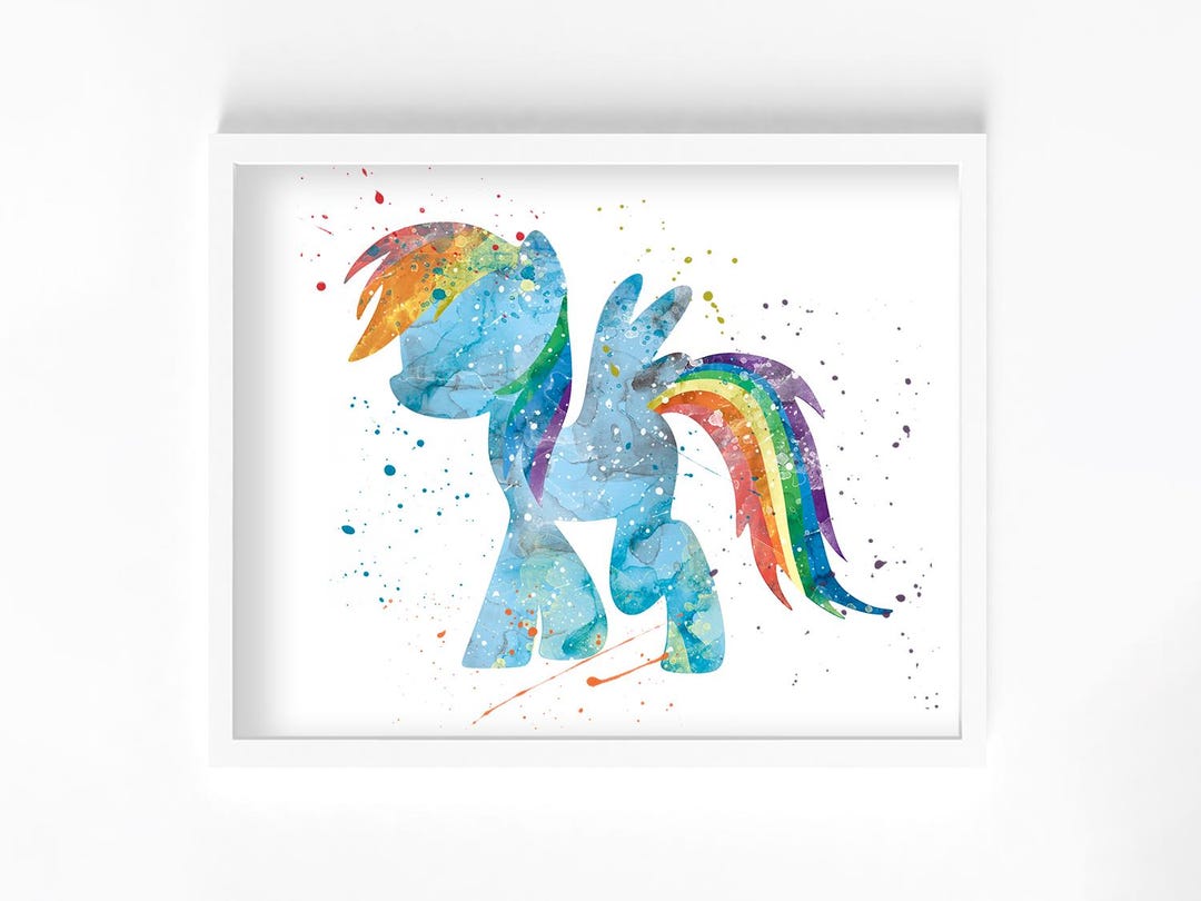 Rainbow Dash Watercolor Print, Little Pony Digital Painting, Home Wall ...
