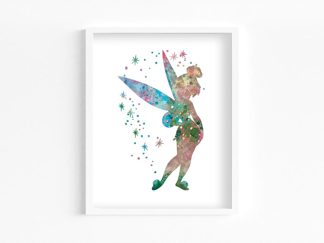 Tinker Bell Watercolor Print, Disney Digital Painting, Home Wall ...