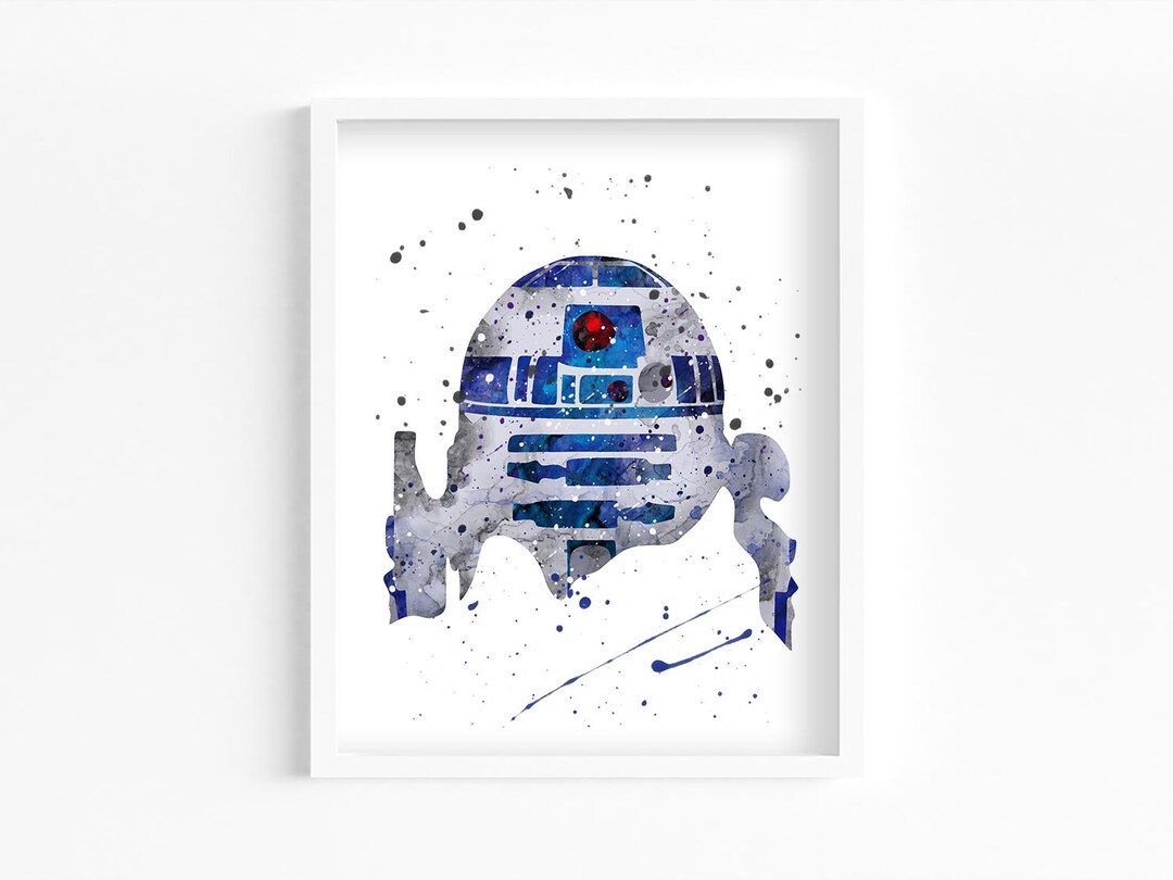 R2D2 Watercolor Print, Star Wars Digital Painting, Home Wall Artwork ...