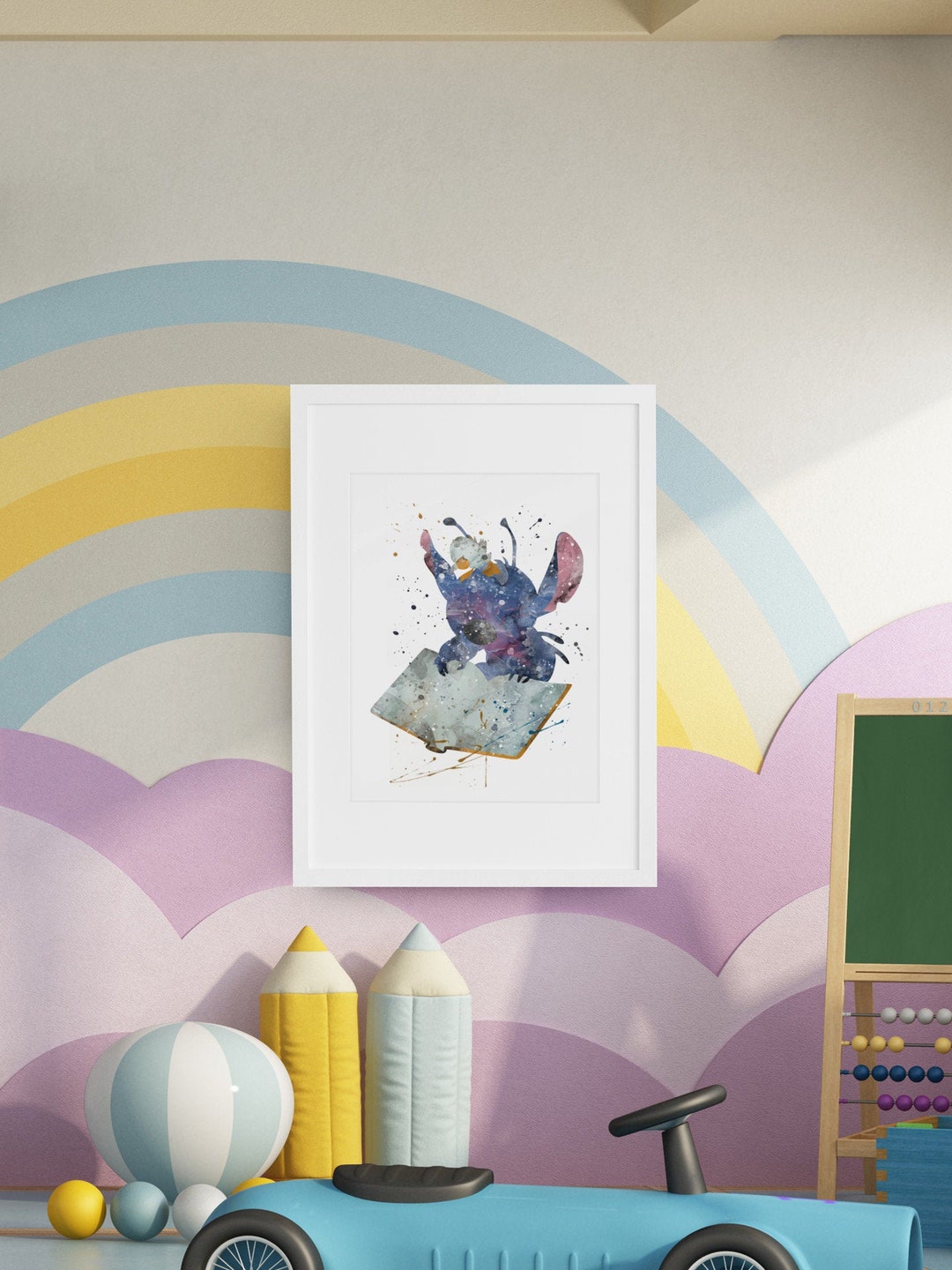Stitch Reading Book Watercolor Prints Lilo & Stitch Disney - Etsy