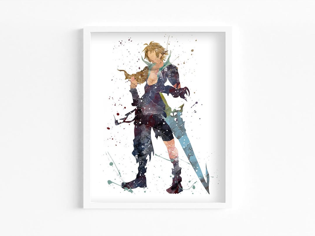 Tidus Watercolor Print, Final Fantasy X Digital Painting, Home Wall ...