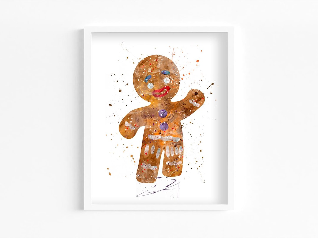 Gingy Gingerbread Man Watercolor Print, Shrek Disney Digital Painting ...