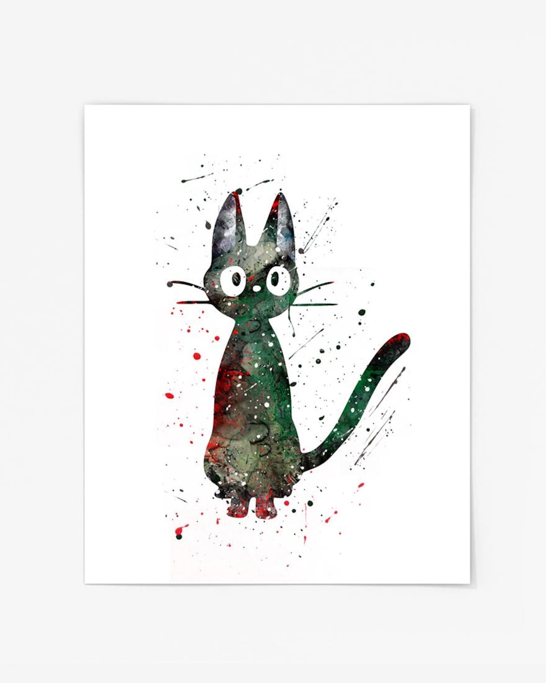 Jiji Cat Watercolor Print, Kiki's Delivery Service Digital Painting ...
