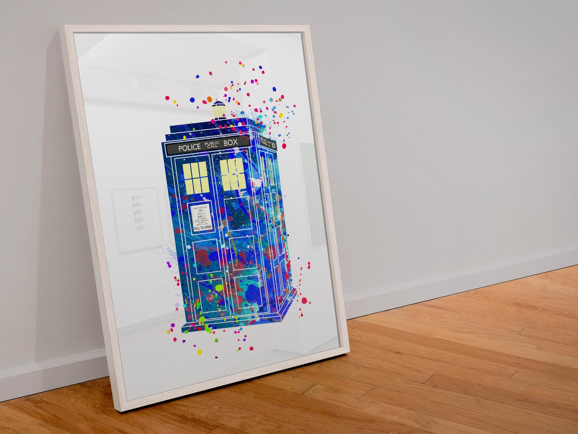 Tardis Time Machine Watercolor Print, Doctor Who Digital Painting, Home ...