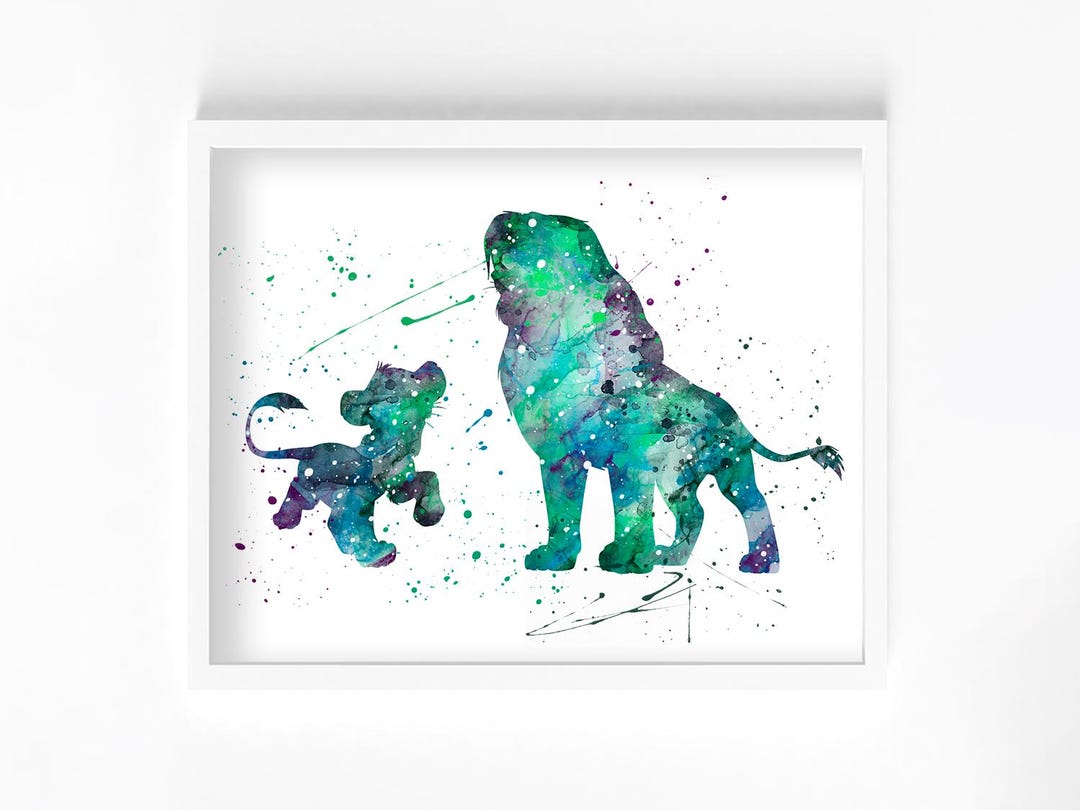 Simba and Mufasa Watercolor Print, Lion King Digital Painting, Home ...