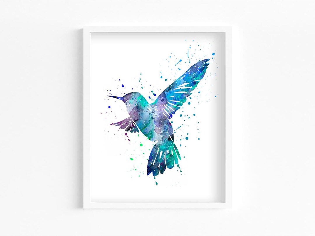 Bird Flying Watercolor Print, Forest Animal Life Digital Painting, Home ...