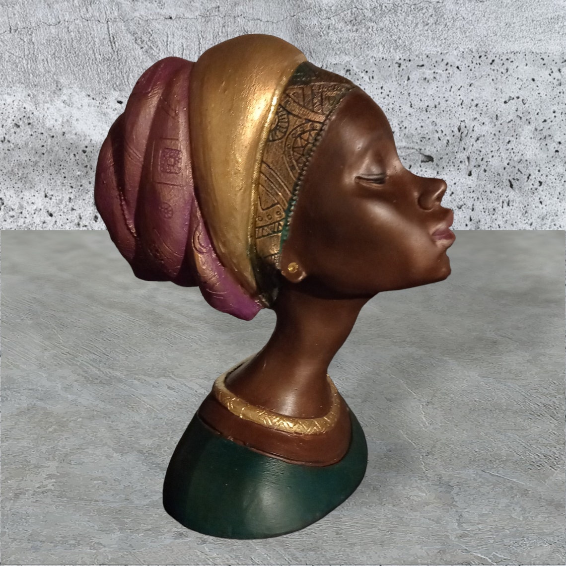 Beautiful and Colorful African Woman Bust Statue.female Figur African ...