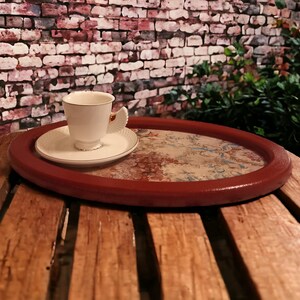Wooden Red Hand Painted Serving Tray. Oval Decorative Wooden Tray ...