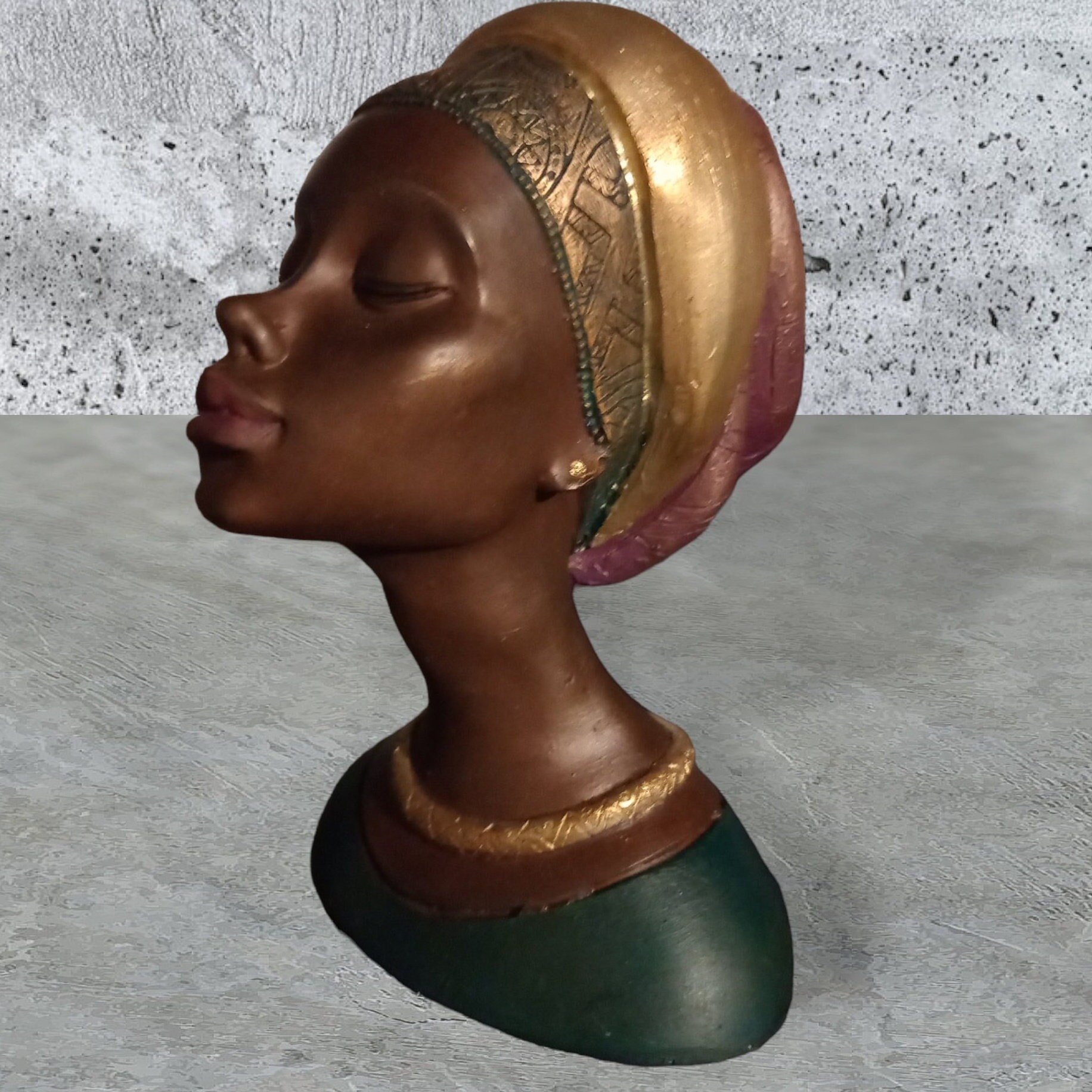 Beautiful and Colorful African Woman Bust Statue.female Figur African ...