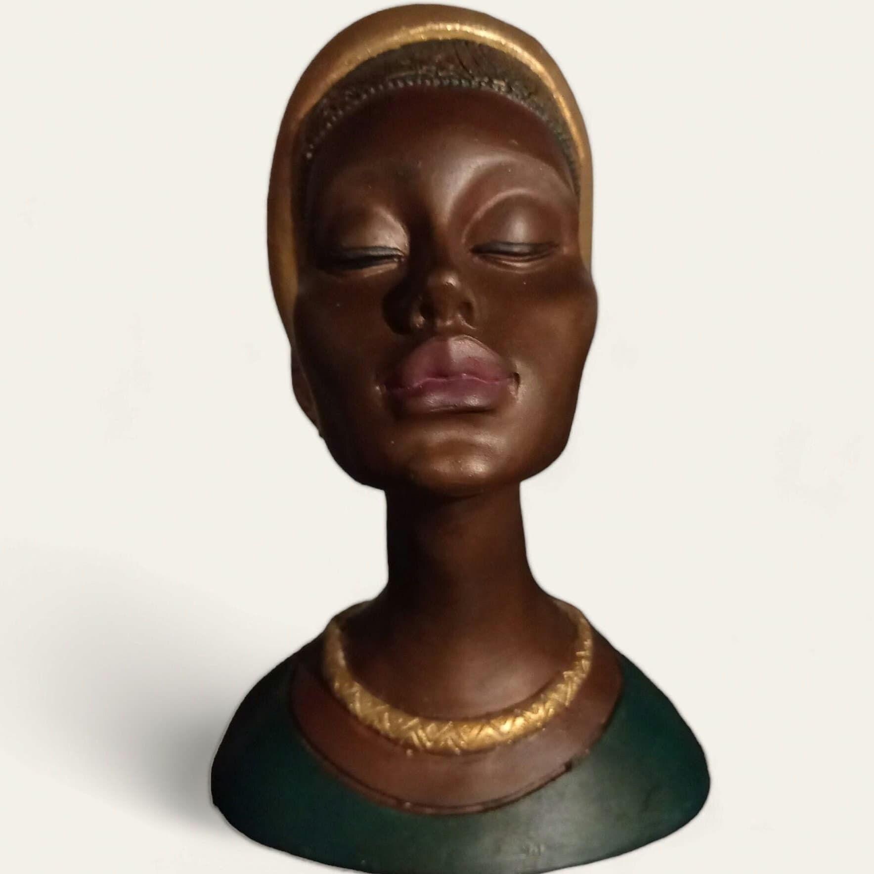 Beautiful and Colorful African Woman Bust Statue.female Figur African ...