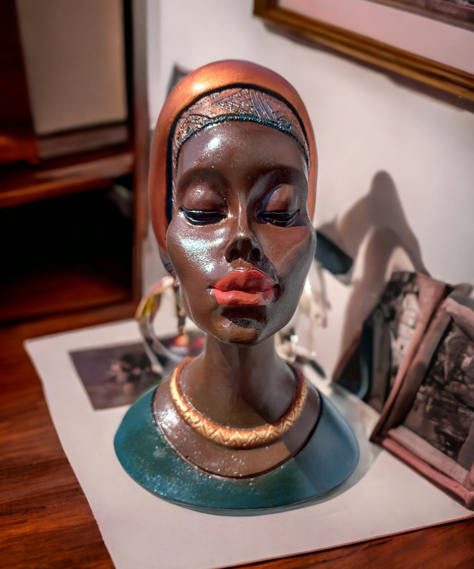 Colorful and Beautiful African Woman Bust Statue. African - Etsy