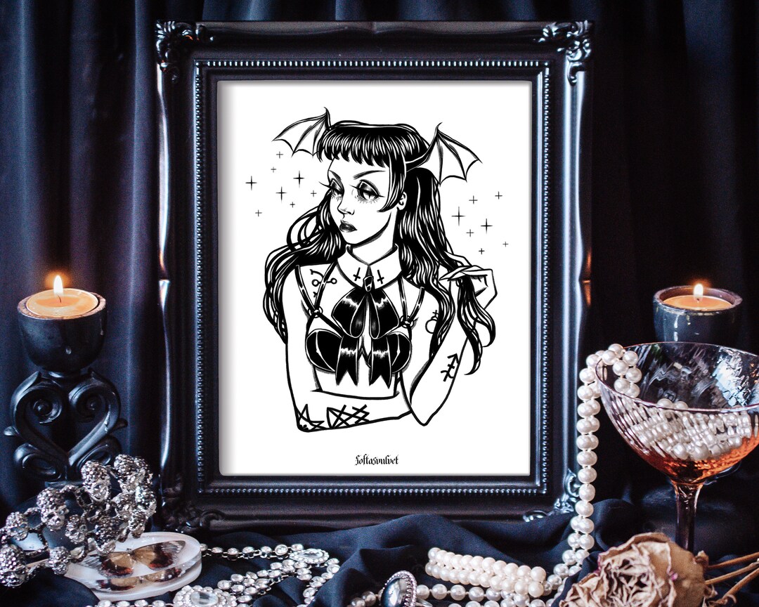 Baby Bat Cute Gothic Fashion Portrait Art Print - Etsy