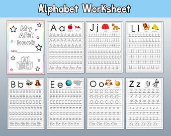 PRINTABLE Alphabet Letters Tracing Worksheets, ABC Tracing, Workbook ...