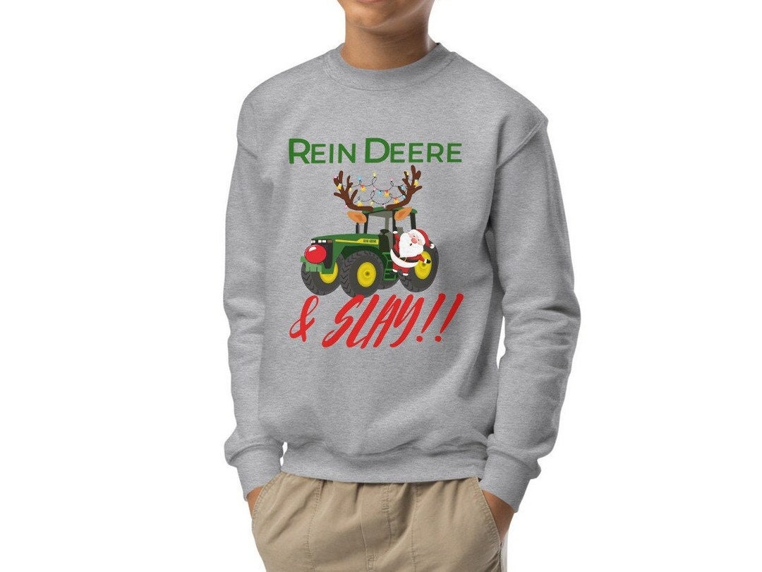 Tractor Rein-deere & Slay Jumper Child Christmas Sweater Funny Farmer ...