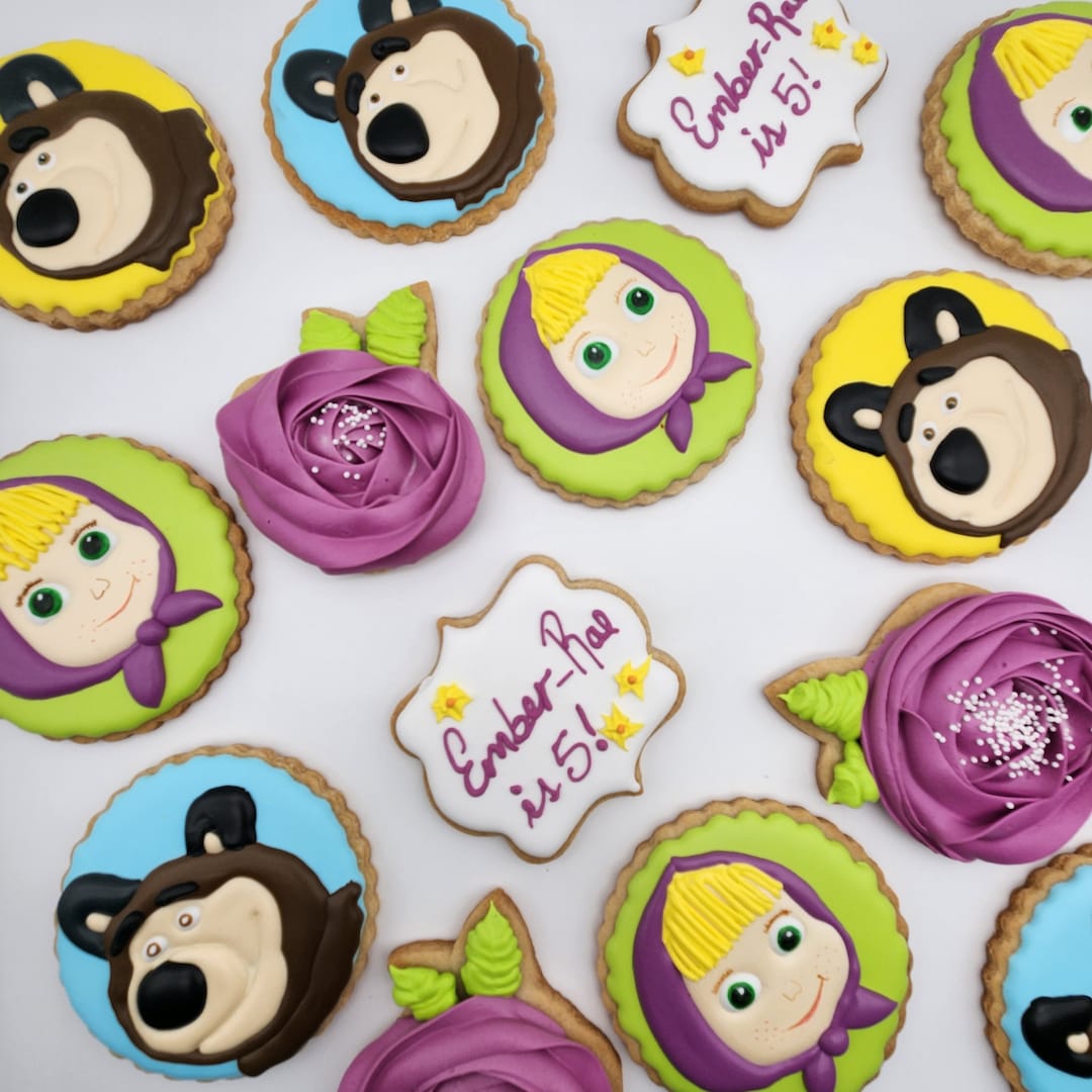Masha & the Bear Themed Sugar Cookies Decorated Sugar - Etsy