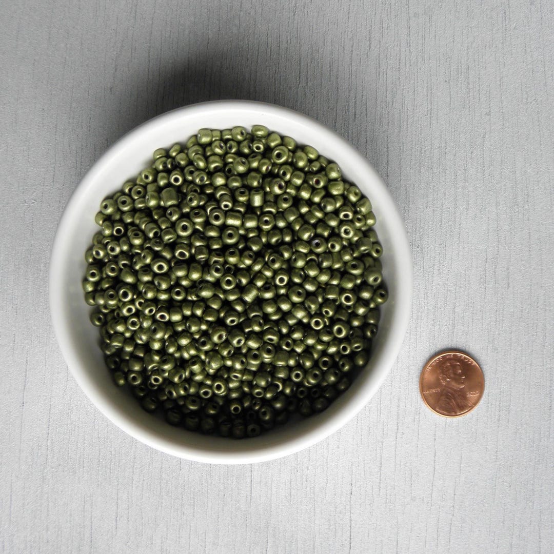 Bead Craft Jewelry/embroidery Stitching Beads - Olive Green Coated ...