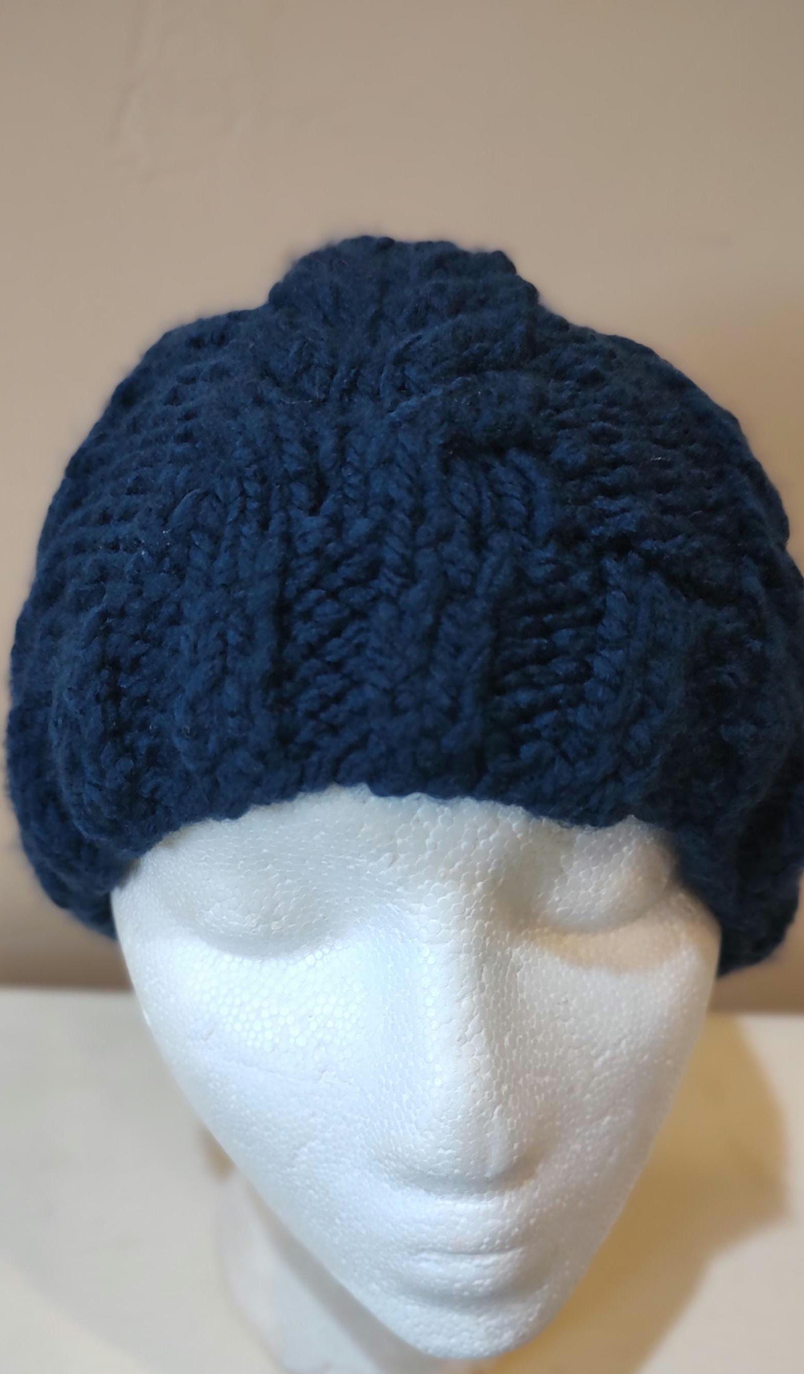 Navy Blue Cable Knit Winter Hat - Etsy