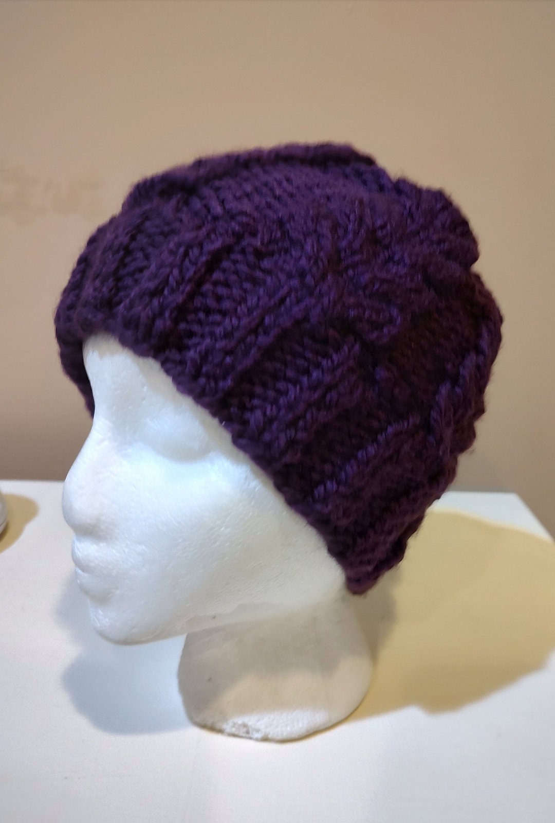 Royal Purple Cable Knit Winter Hat - Etsy
