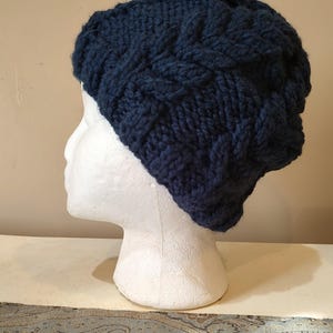 Navy Blue Cable Knit Winter Hat - Etsy