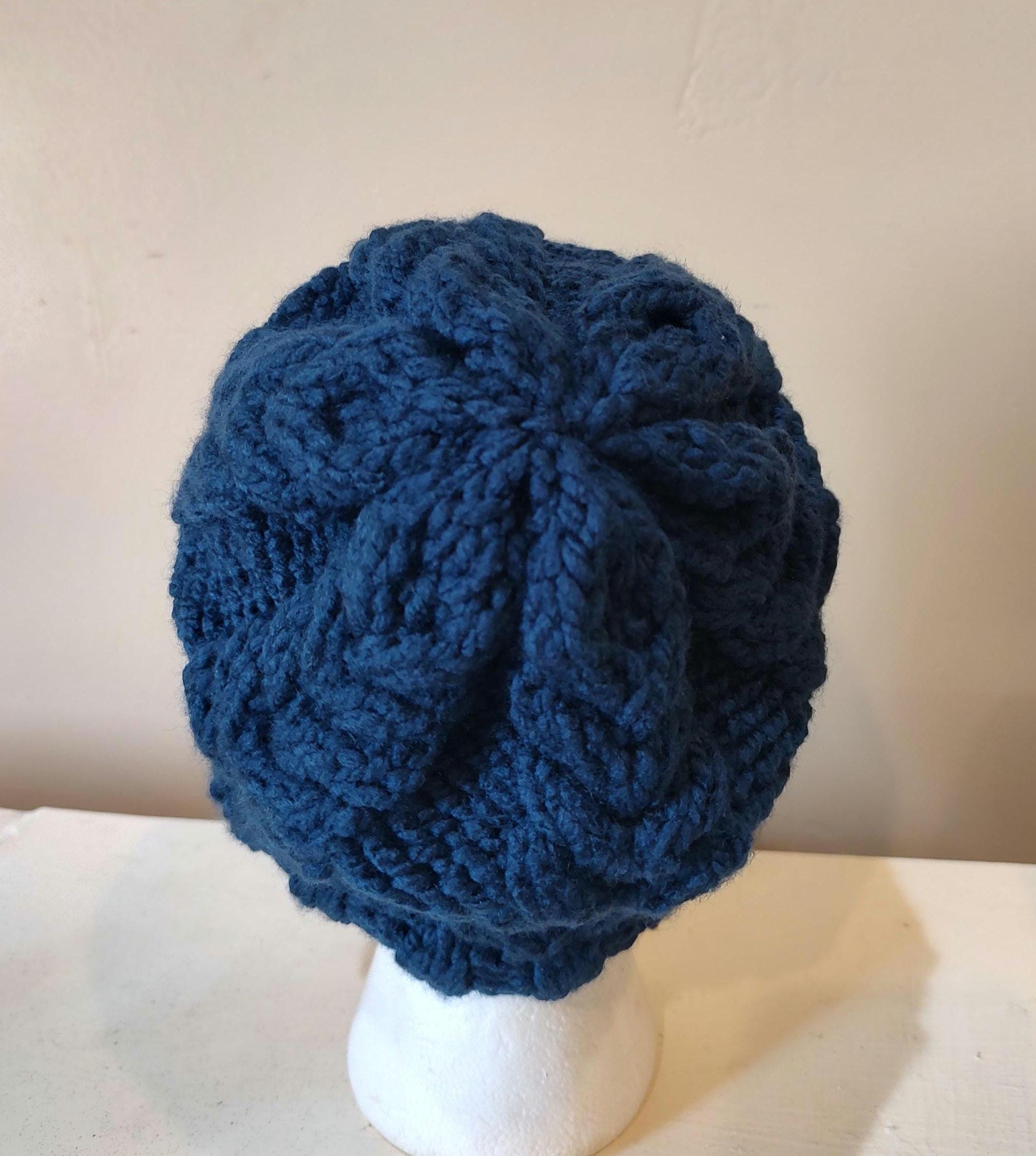 Navy Blue Cable Knit Winter Hat - Etsy