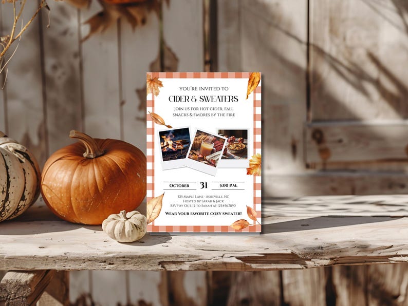 Cider and Sweaters Fall Party Invitation Template: Editable Apple Cider ...