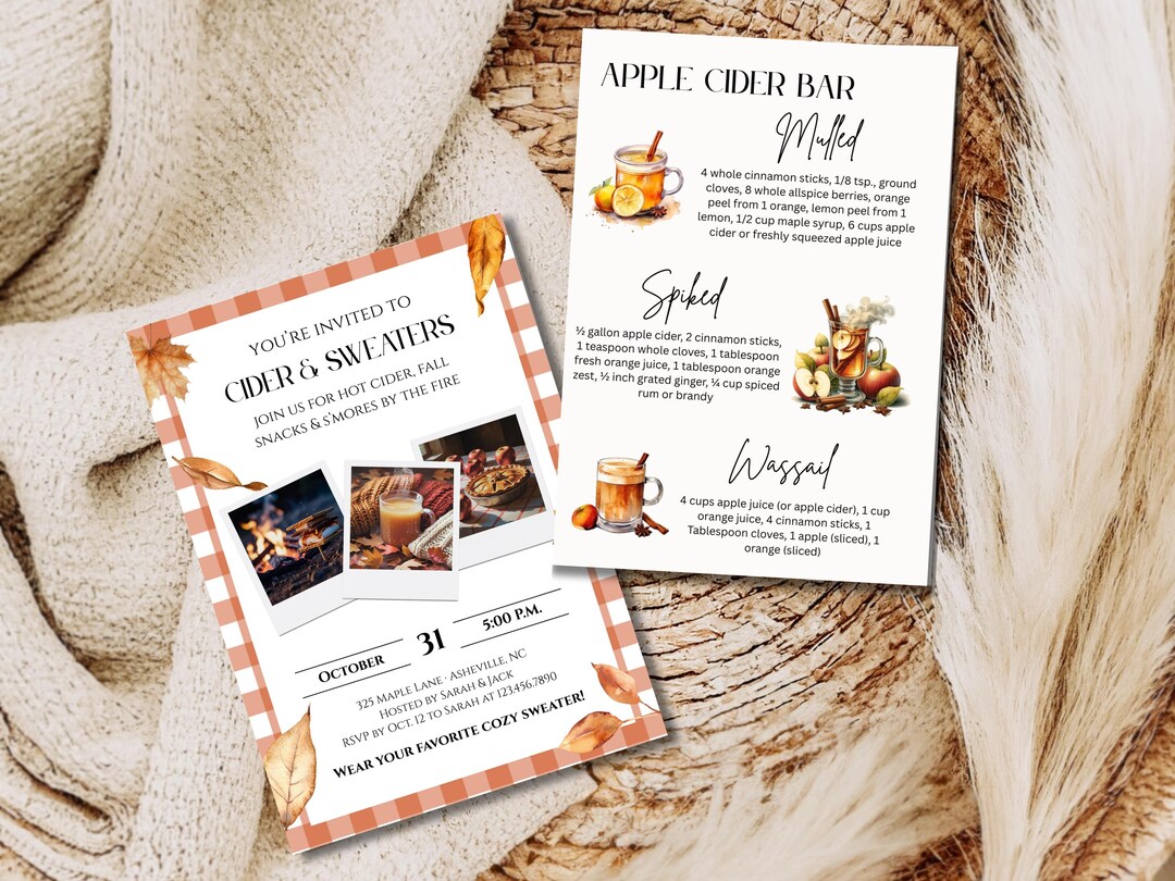 Cider and Sweaters Fall Party Invitation Template: Editable Apple Cider ...