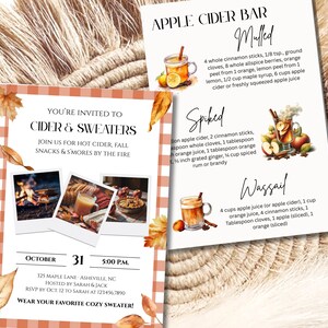 Cider and Sweaters Fall Party Invitation Template: Editable Apple Cider ...