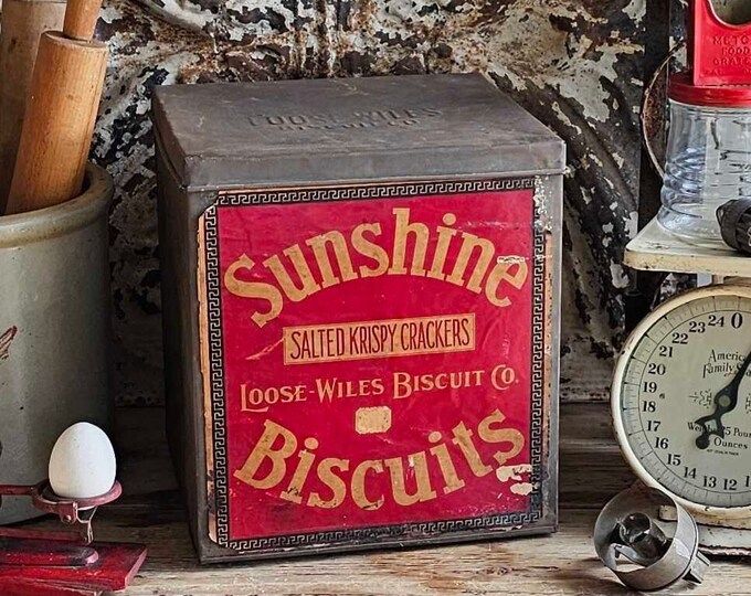 Antique Loose Wiles Sunshine Biscuits Tin Extra Large Counter Display ...