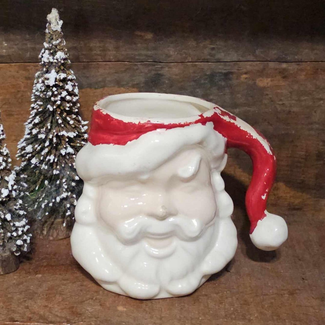 Vintage Santa Head Mug 1950's Ceramic Claus Face Retro Kitsch Christmas ...