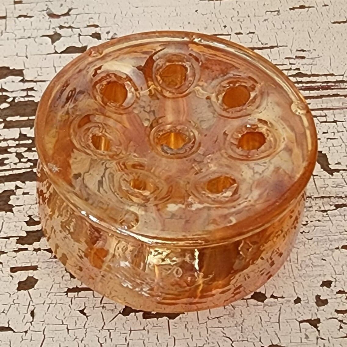 Vintage Flower Frog Fenton Iridescent Marigold Peach - Etsy