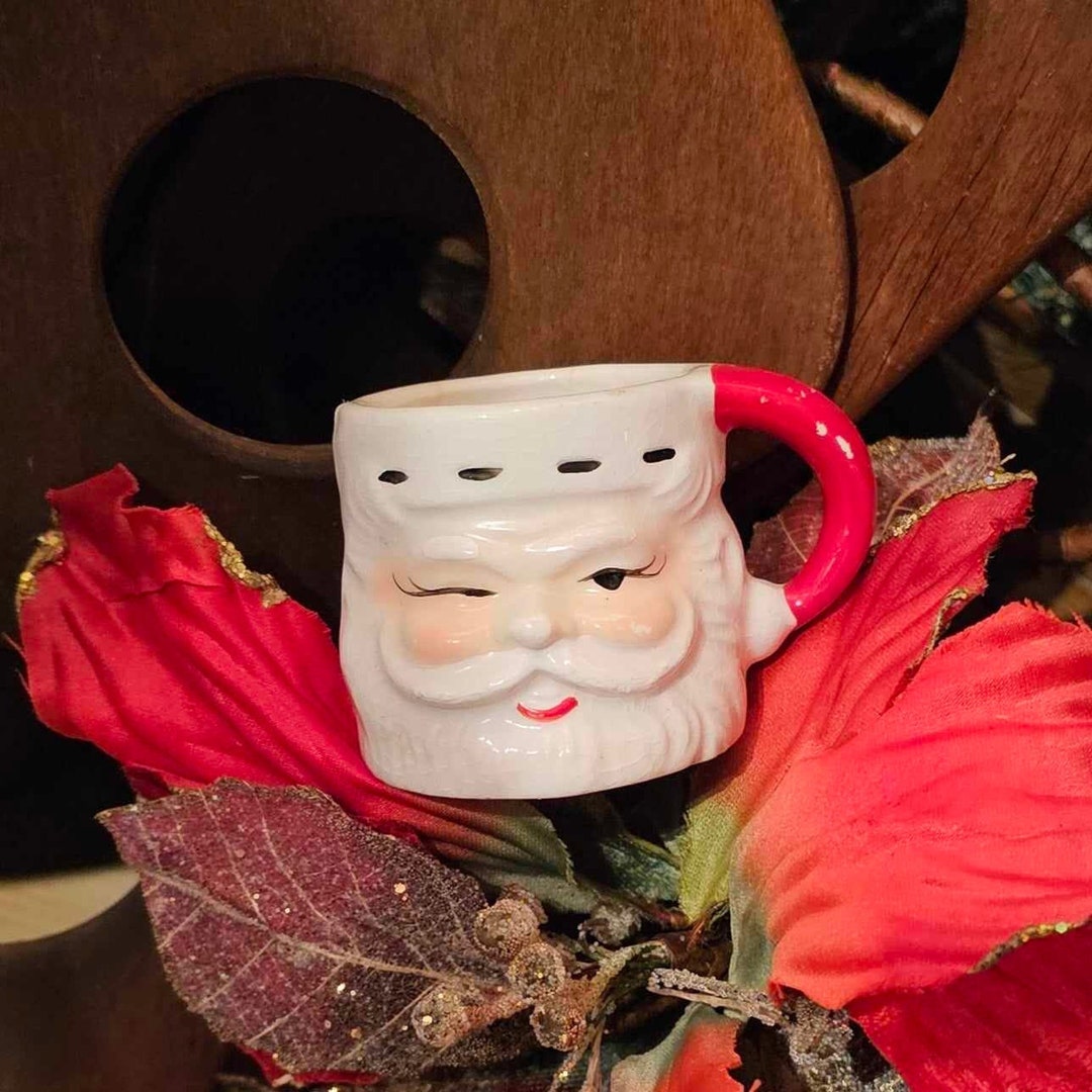 Vintage Mini Porcelain Santa Claus Mug Winking Face Japan - Etsy