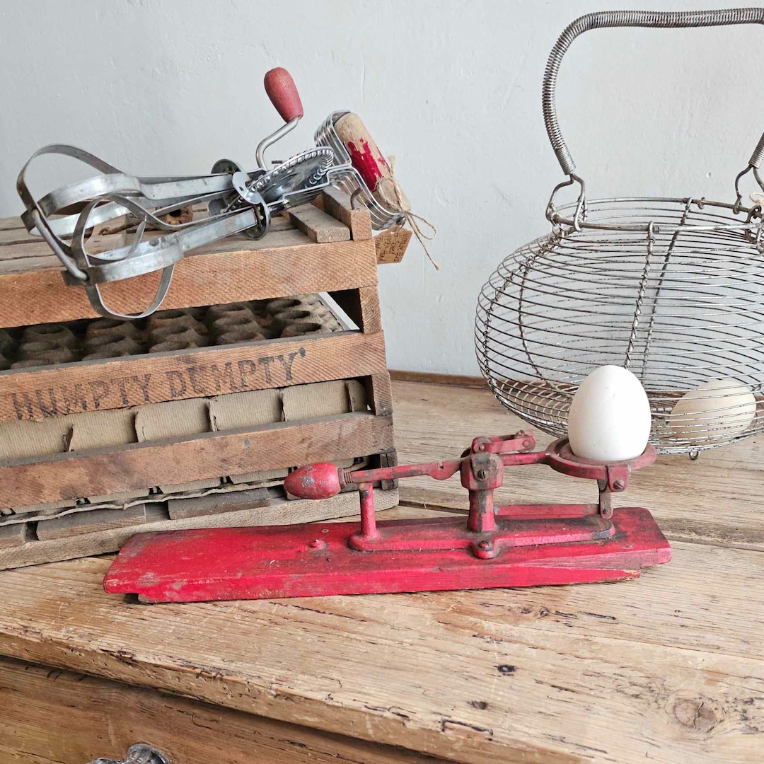 Vintage Reliable Egg Scale • Rare Rustic Red Chippy Paint Weathered ...