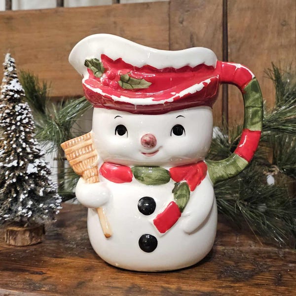Snowman Pitcher - Etsy