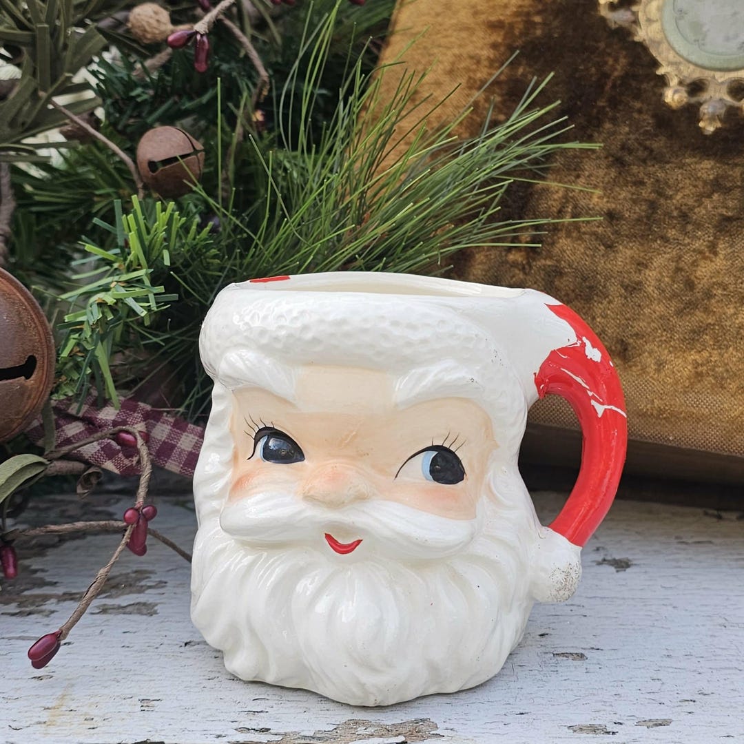 Vintage 1950s Lefton Young Santa Face Mug 868 • MCM Mid Century Japan ...