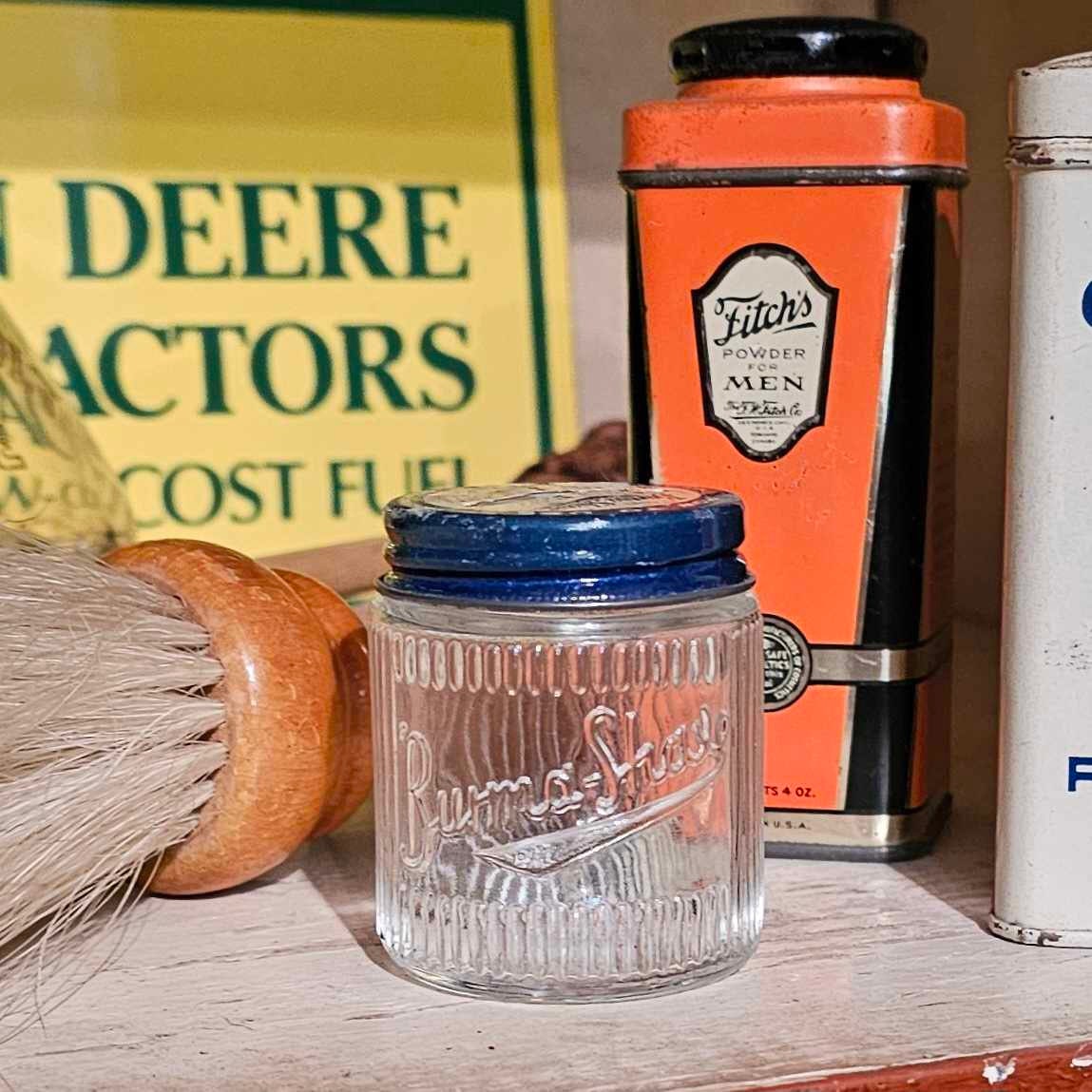 Vintage Burma Shave 1930's Lidded Glass Used Razor Disposal Jar Coin ...