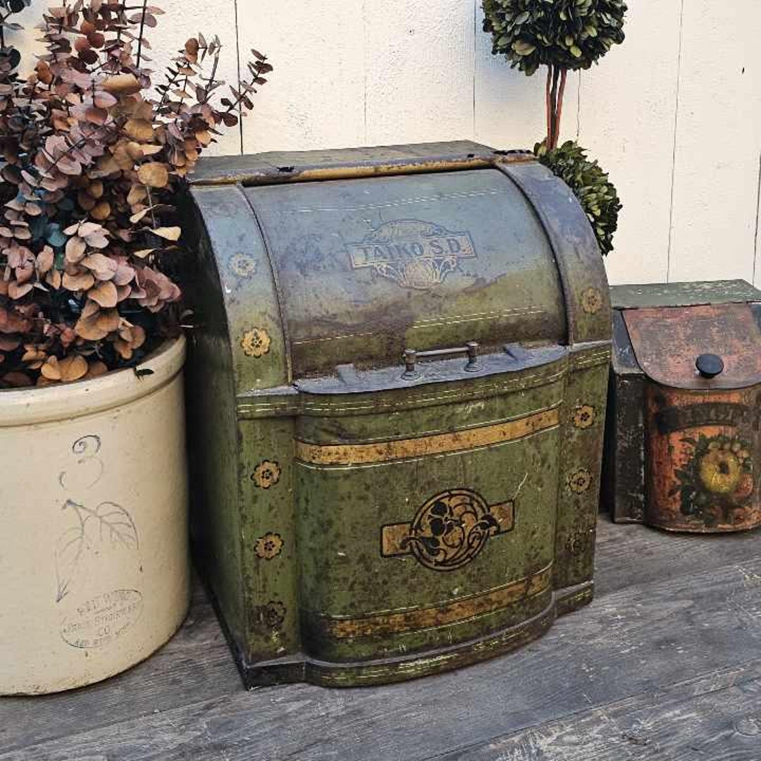 Antique Mercantile Huge Counter Display Bulk Tea & Spice Tin Canister ...