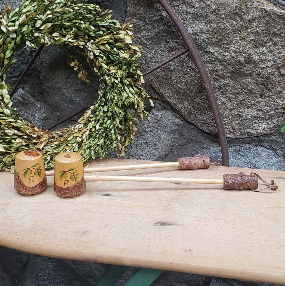 Vintage Woodland Extra Long Mallet Salt & Pepper Shakers / Raw Edge ...