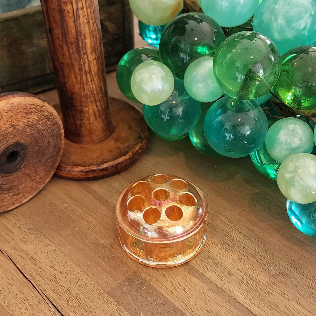 Vintage Flower Frog Fenton Iridescent Marigold Peach - Etsy