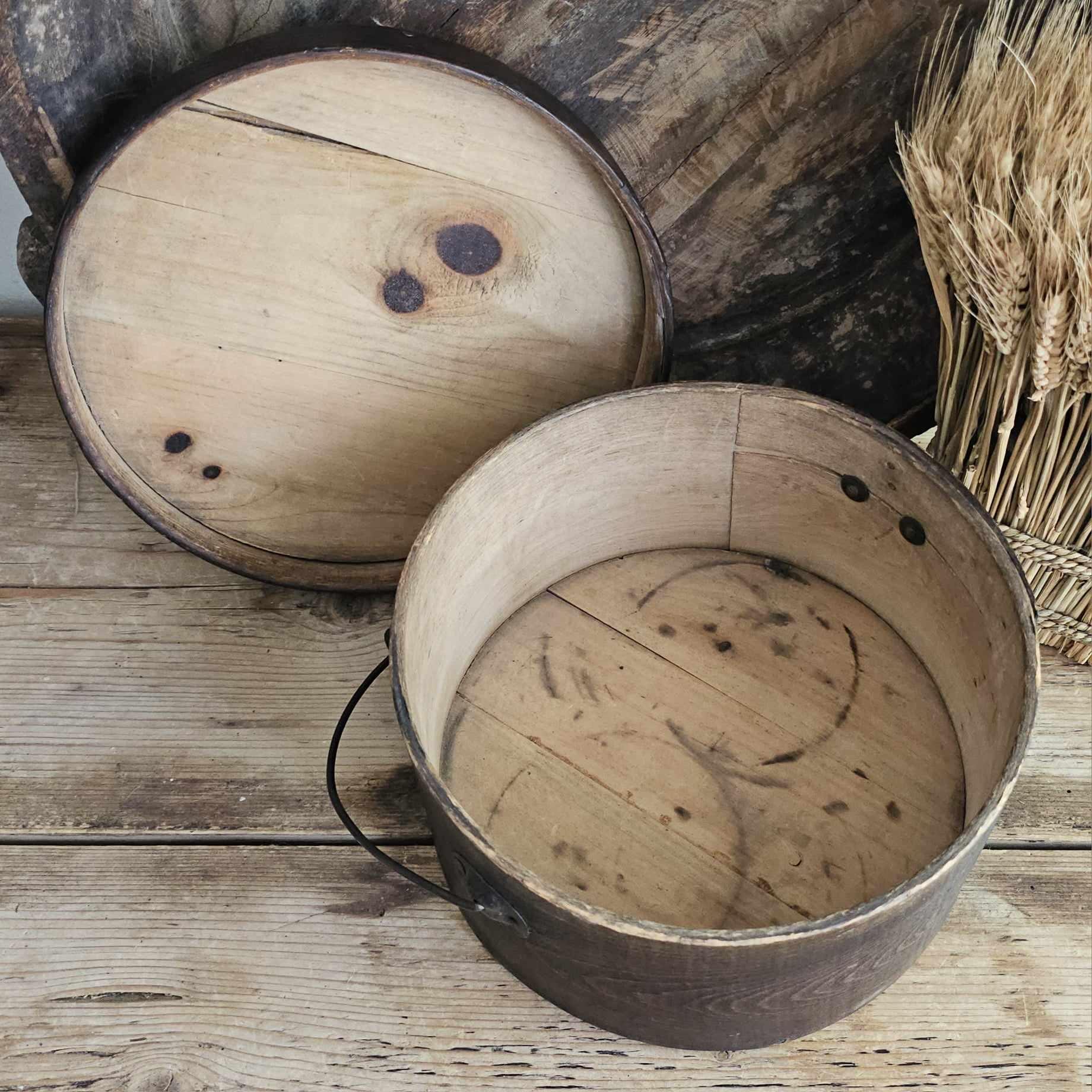 Antique 1800's Primitive Bent Wood Pantry Box Vintage Round Kitchen ...