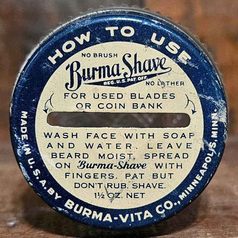 Vintage Burma Shave 1930's Lidded Glass Used Razor Disposal Jar Coin ...