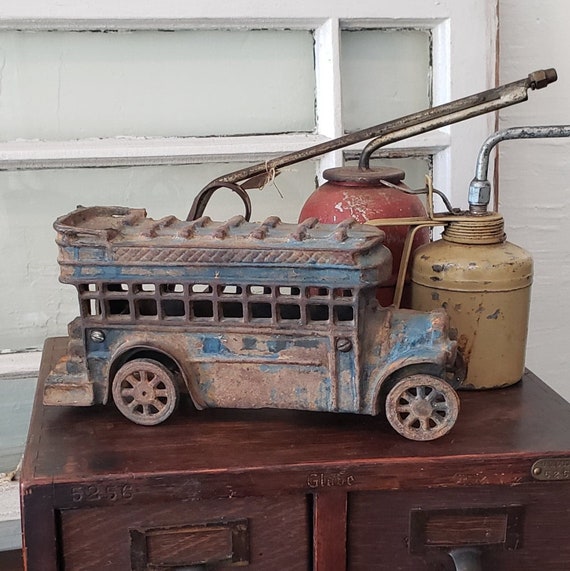 Vintage Cast Iron Rusty Big Blue Hippie Toy Bus / 1960's / - Etsy