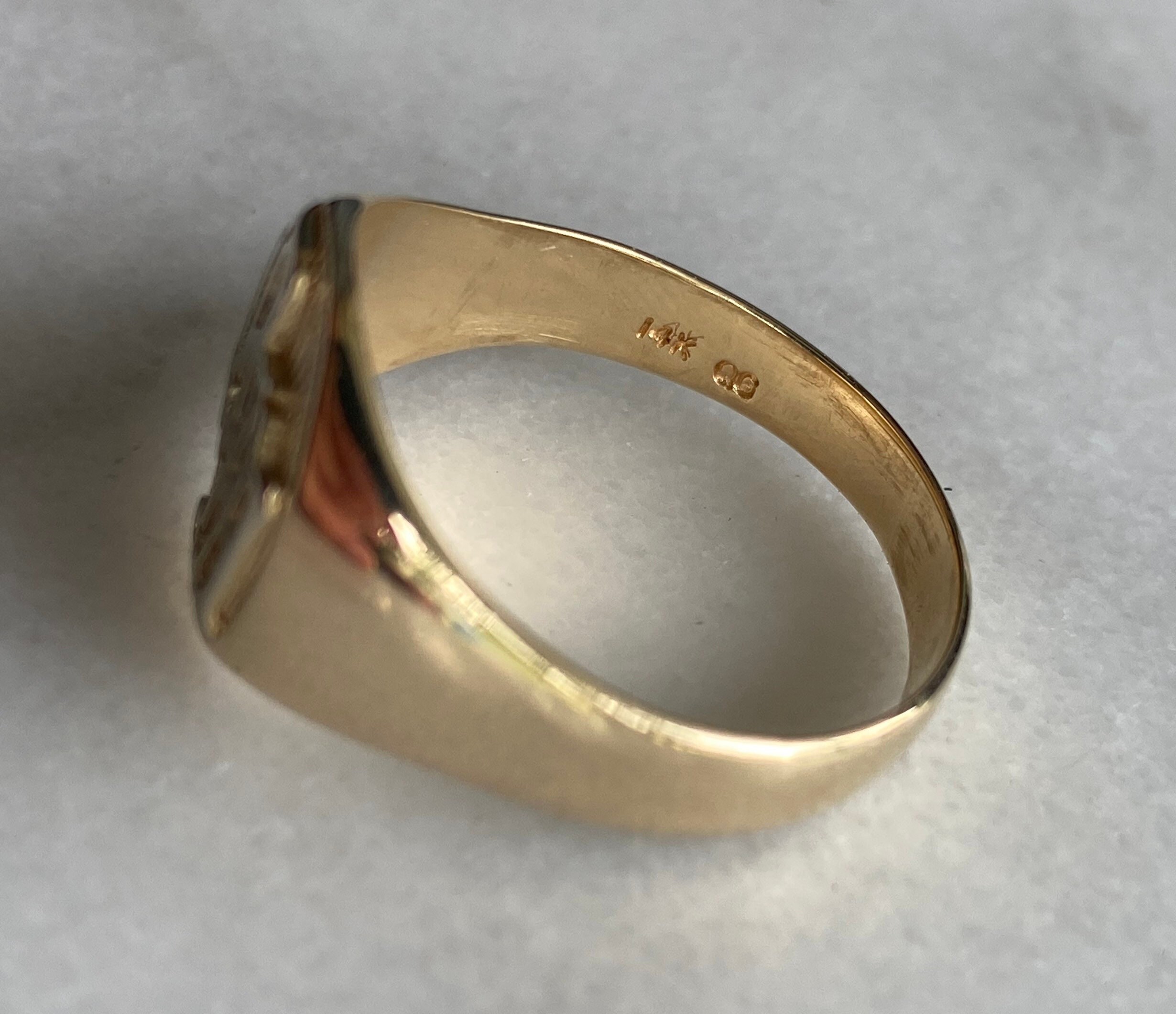 Vintage Signet Ring in 14k Gold With Initials / Carved Signet - Etsy