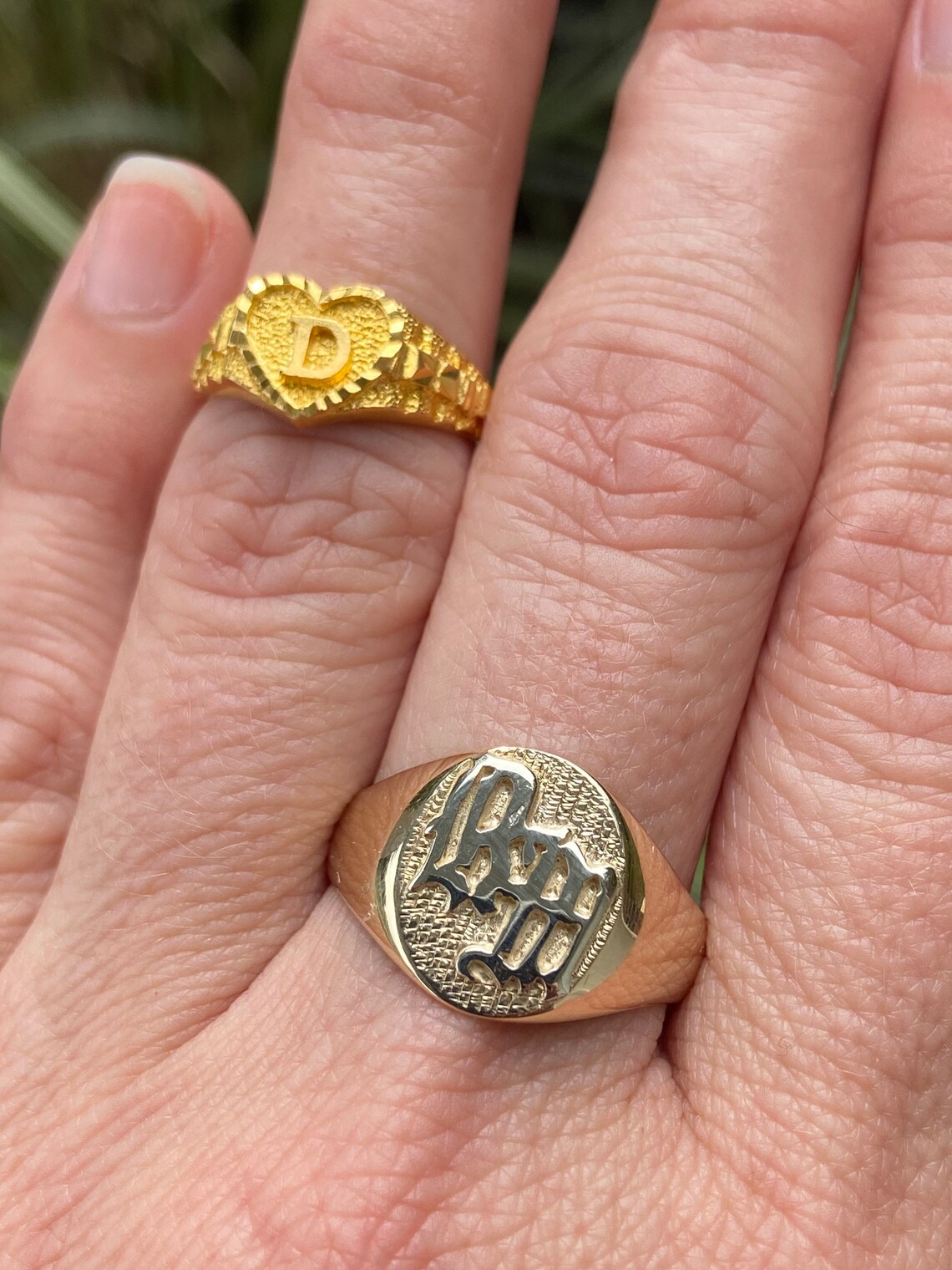 Vintage Signet Ring in 14k Gold With Initials / Carved Signet - Etsy