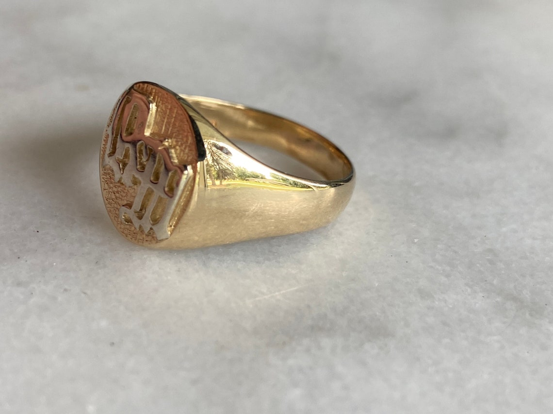 Vintage Signet Ring in 14k Gold With Initials / Carved Signet - Etsy