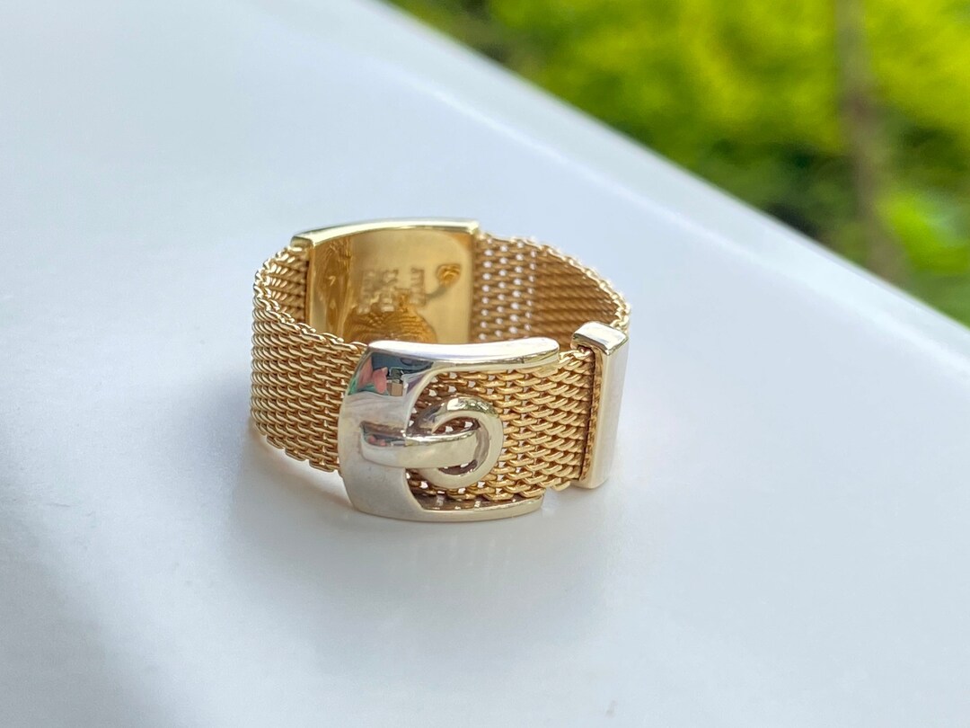 Vintage Belt Buckle Ring in 18k Yellow Gold / Size 8 - Etsy