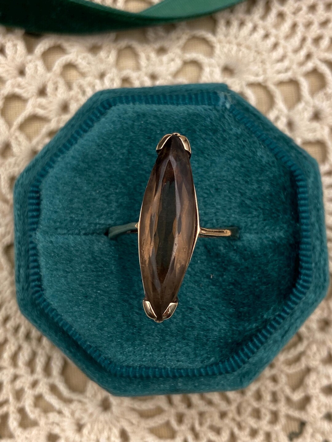 Vintage Smoky Quartz Ring in 10k Yellow Gold / Size 7 - Etsy