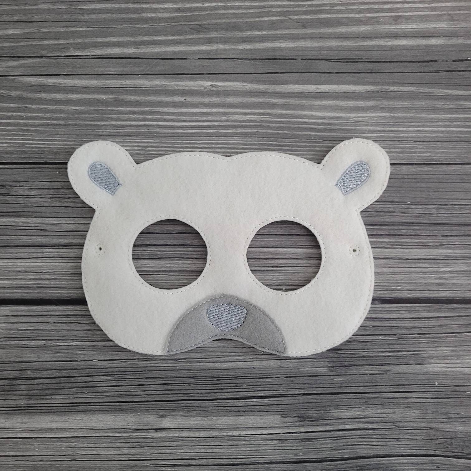 Polar Bear Felt Embroidered Mask Artic Animal Mask Bear Dress-up Mask ...