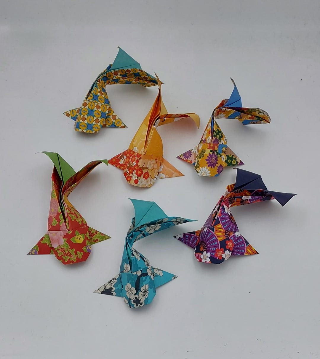6 Koi Carp (12 Cm) /koi Fish/kimono Pattern /origami /decoration /gift ...