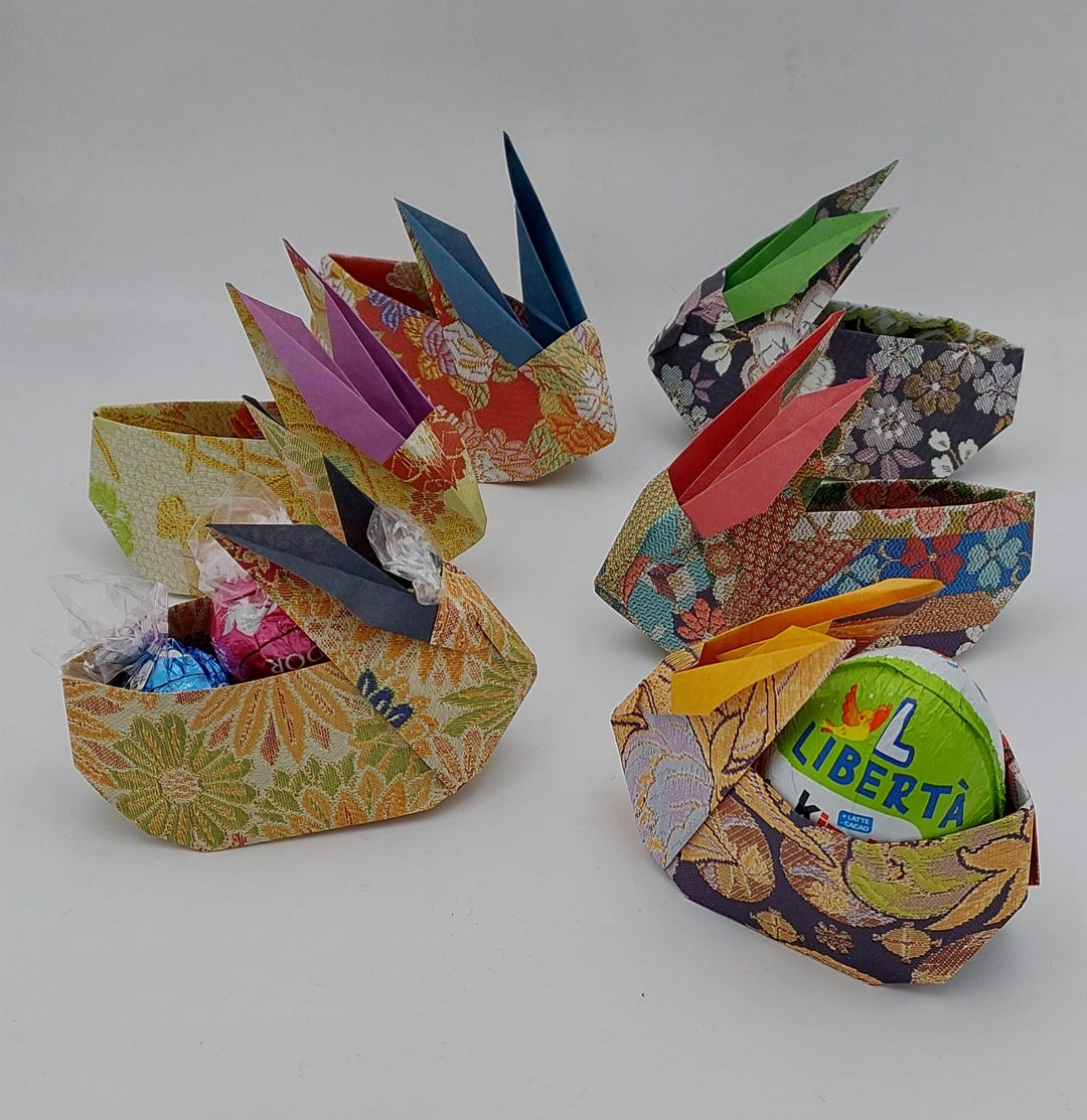 6 Rabbits Origami Box / Kimono Flowers Fantasy / Decoration / Gift Idea ...