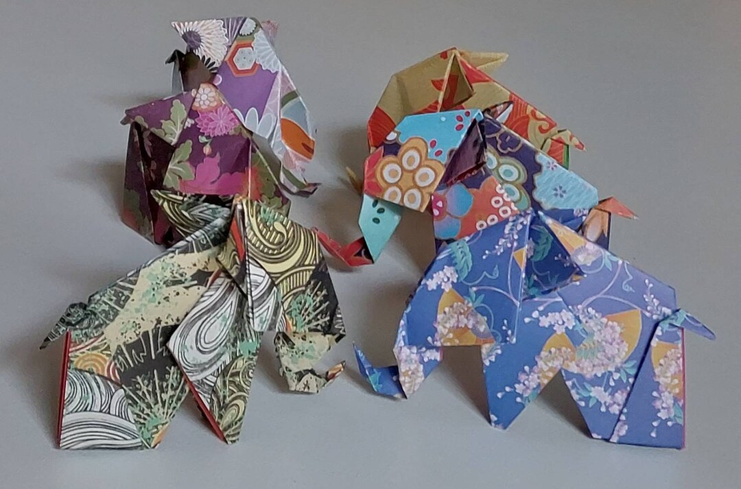 6 Origami Elephants/chiyogami Fantasy/gift Idea/decoration - Etsy